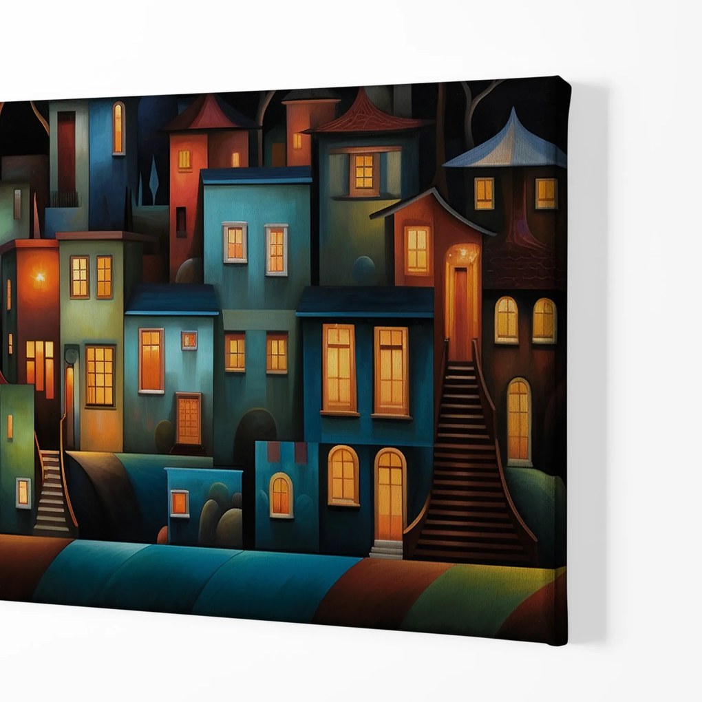 Obraz na plátně - Noční ulice v Los del Garrien FeelHappy.cz Velikost obrazu: 210 x 70 cm