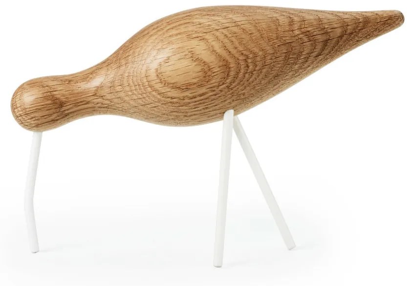 Normann Copenhagen Dřevěný pták Shorebird, velký, přírodní s bílými nožičkami