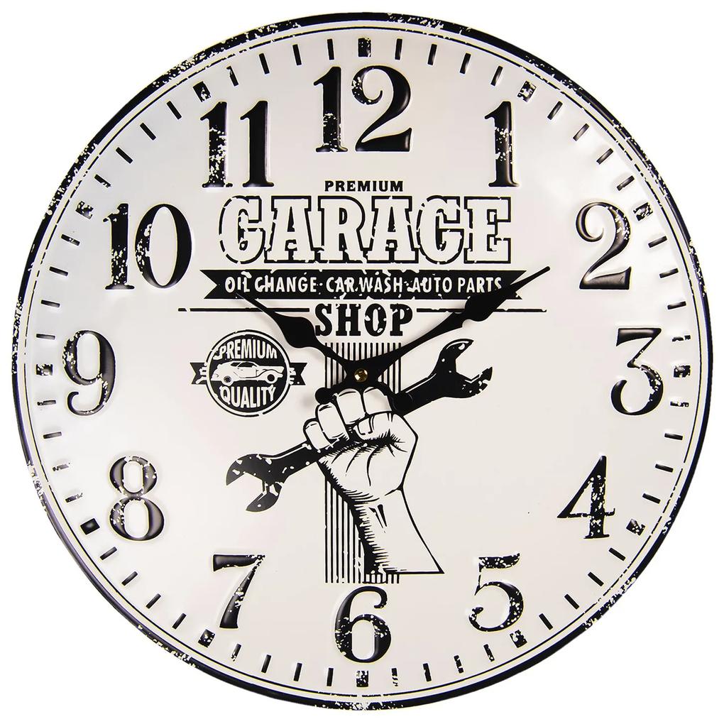 Nástěnné retro hodiny Garage – Ø 40 cm / 1*AA