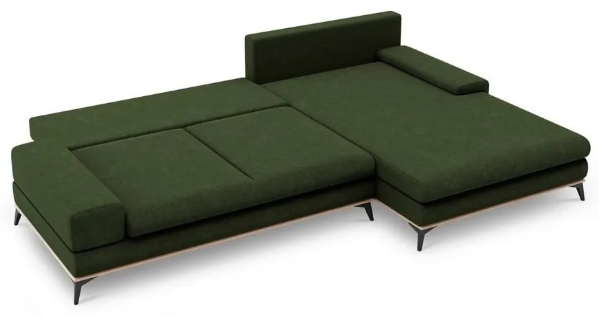 Lahvově zelená rozkládací rohová pohovka Windsor &amp; Co Sofas Planet, pravý roh