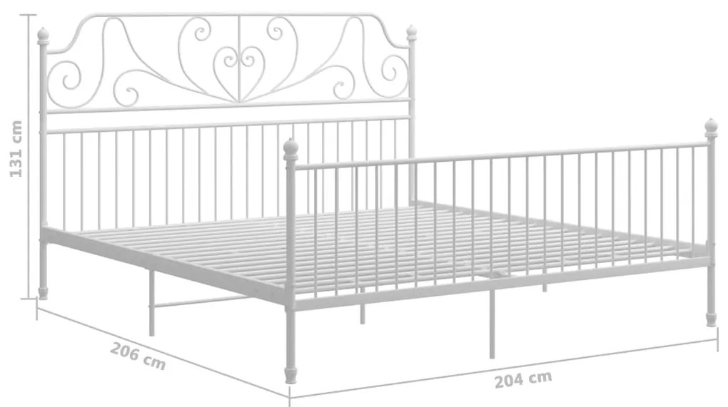 vidaXL Marketos Rám postele bílý kov 200 x 200 cm