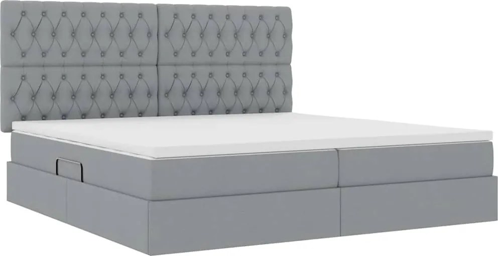 Postel s úložným prostorem a matrací Světle šedá 200 x 200 cm 3371865