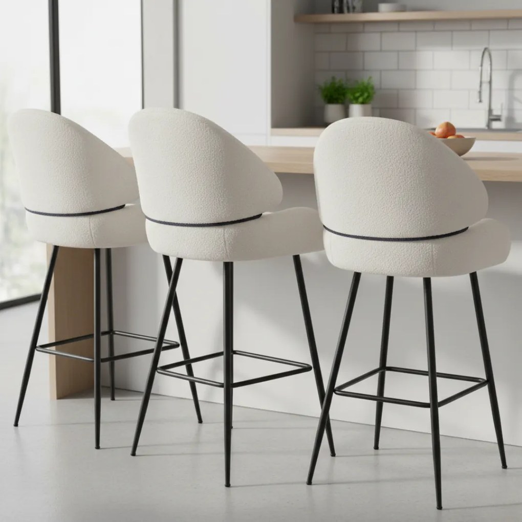 Barová židle, bílá/černá, SANAKO TYP 2