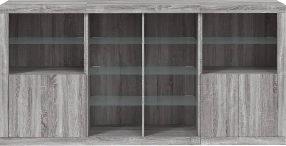 Příborník s LED osvětlením šedý sonoma 202 x 37 x 100 cm 3209189
