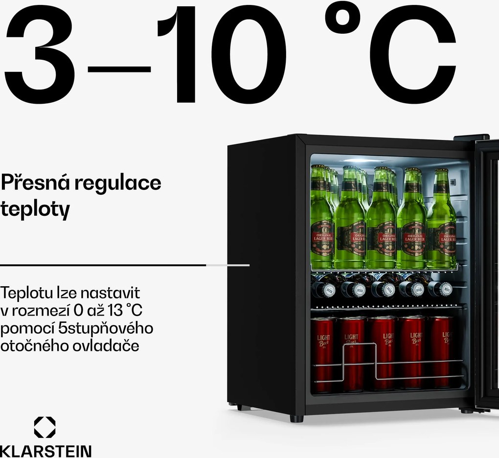 Klarstein Beersafe nápojová chladnička se skleněnými dveřmi | 64 x 48 cm | LED vnitřní osvětlení