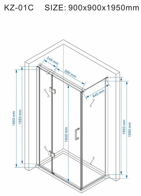 BPS-koupelny Čtvercový sprchový kout HYD-SK01C 90x90 bílá/transparent - bez vaničky