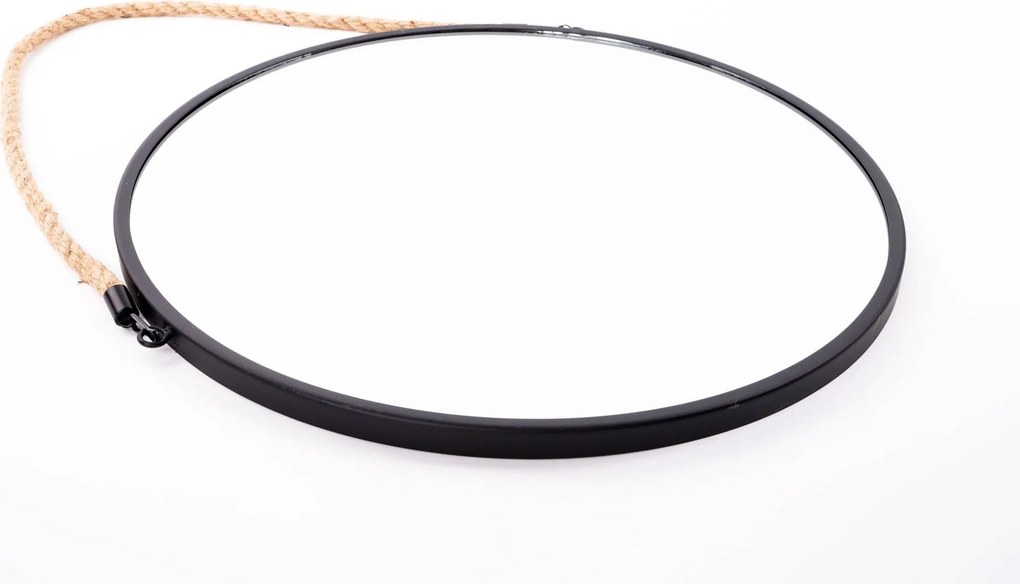Závěsné zrcadlo v kovovém rámu, průměr 37 cm