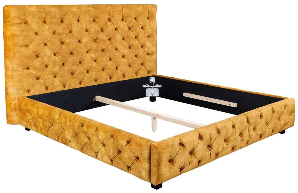 Designová postel Laney 160 x 200 cm hořčicový samet