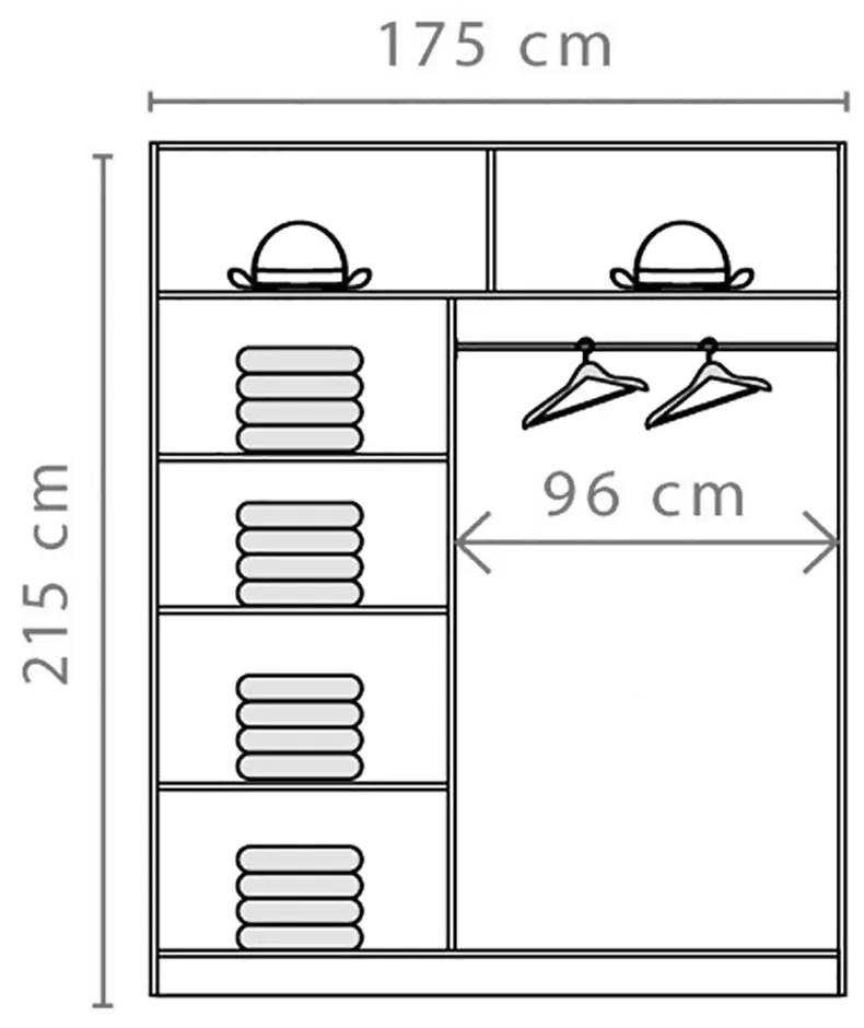 EFFECT a | šatní skříň EF1 se zrcadlem | 175 cm | andersen/lancelot