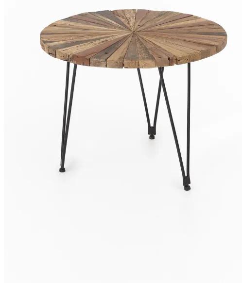 Kulatý stolek z masivu a kovu Candi