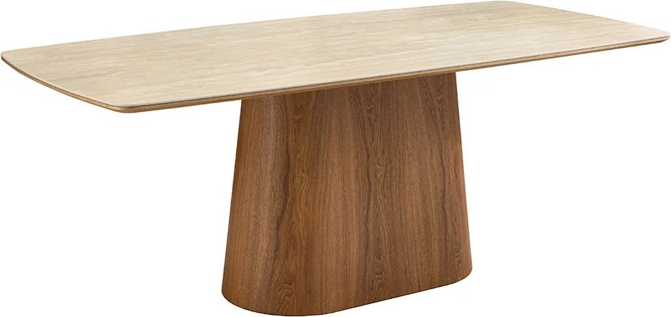 Designový keramický jídelní stůl Parthenia 200 cm travertin / dub