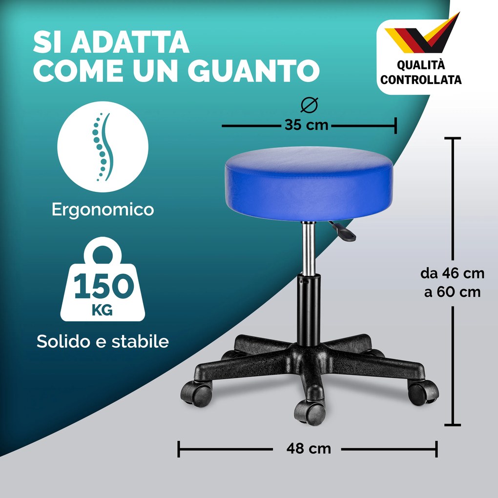 Pojízdná stolička umělá kůže sada 2 ks modrý 360° otočný