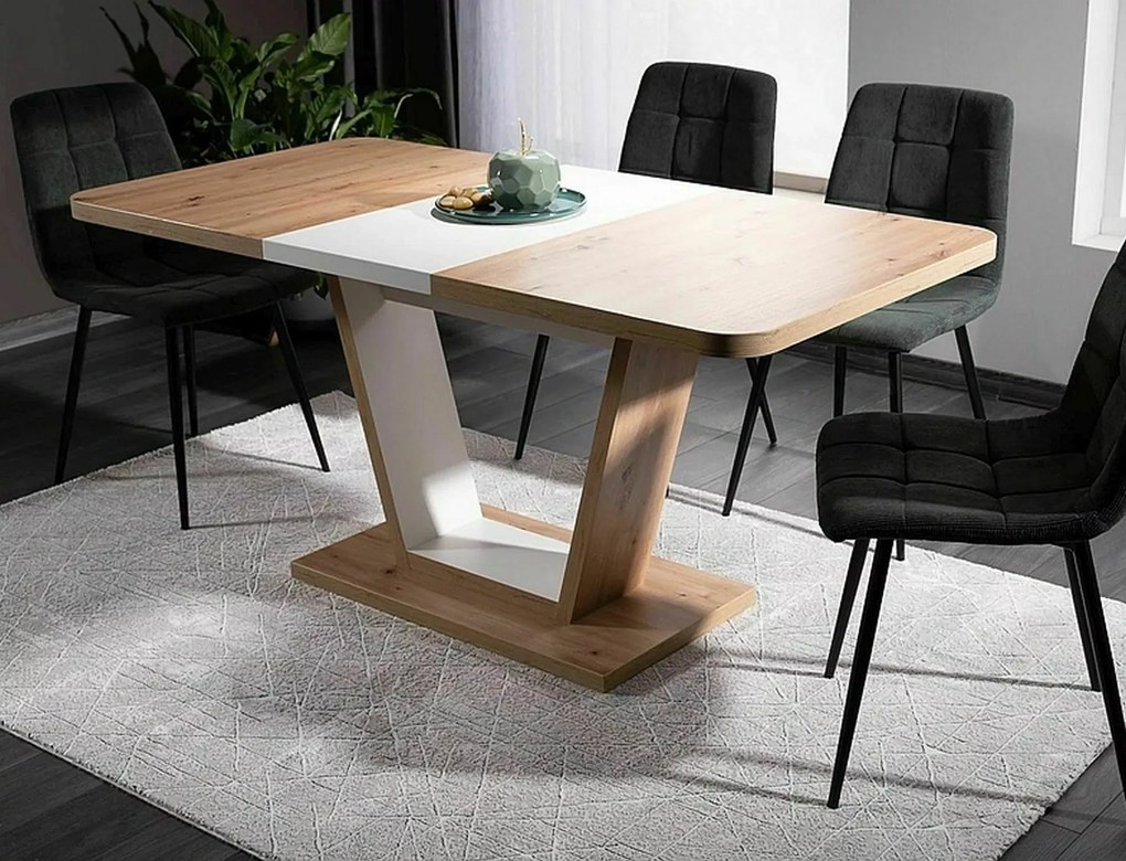 Jídelní rozkládací stůl 120/160 cm Nigel bílý/dub artisan
