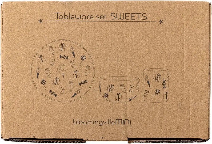Kameninová dětská jídelní sada 3 ks Sweets – Bloomingville Mini
