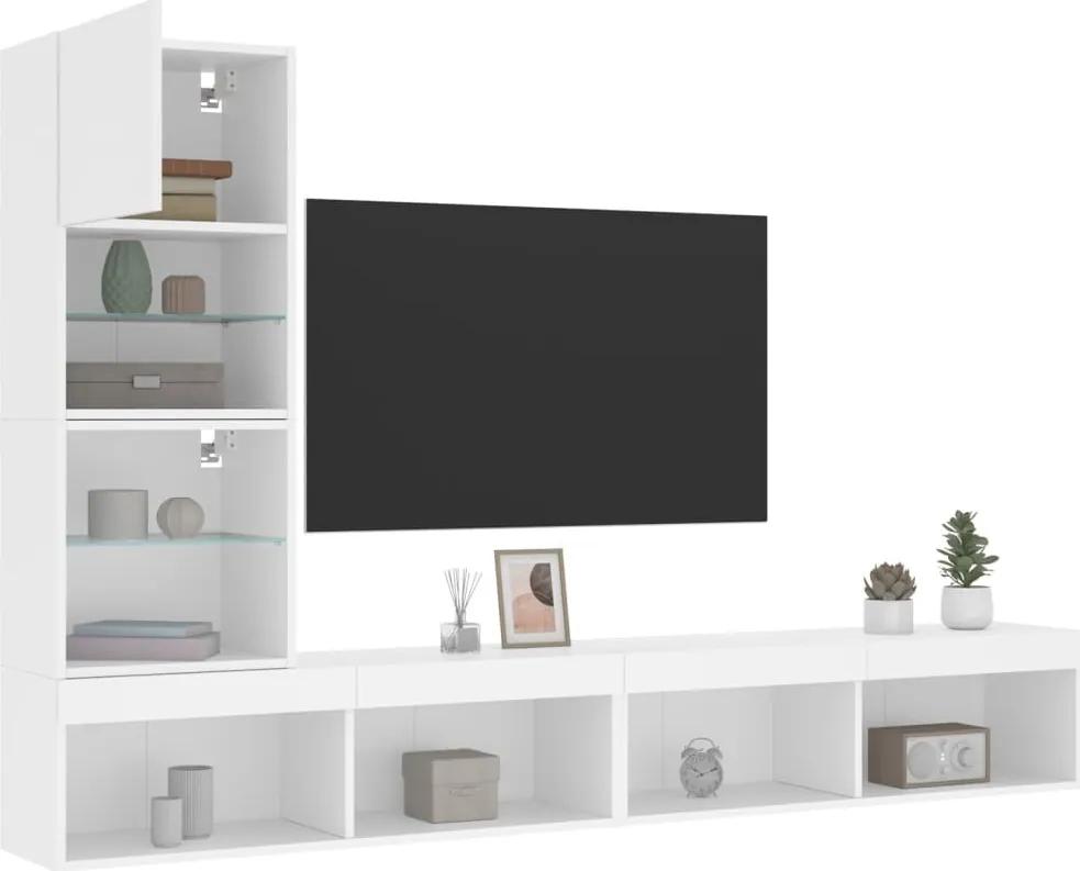 vidaXL 4dílná obývací stěna s LED kompozitní dřevo [3216642] Barva: dub sonoma