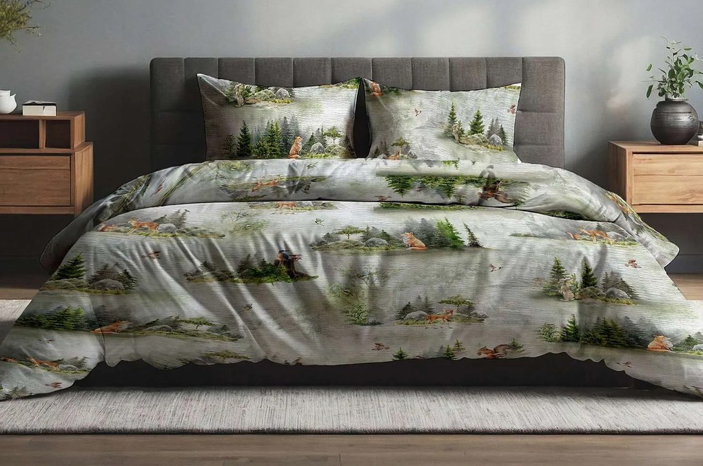 Krepové prodloužené povlečení Zvířátka Velikost: 140 x 220 + 70 x 90