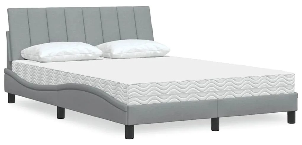 Postel s matrací Hanko světle šedá 140 x 190 cm textil 3310524