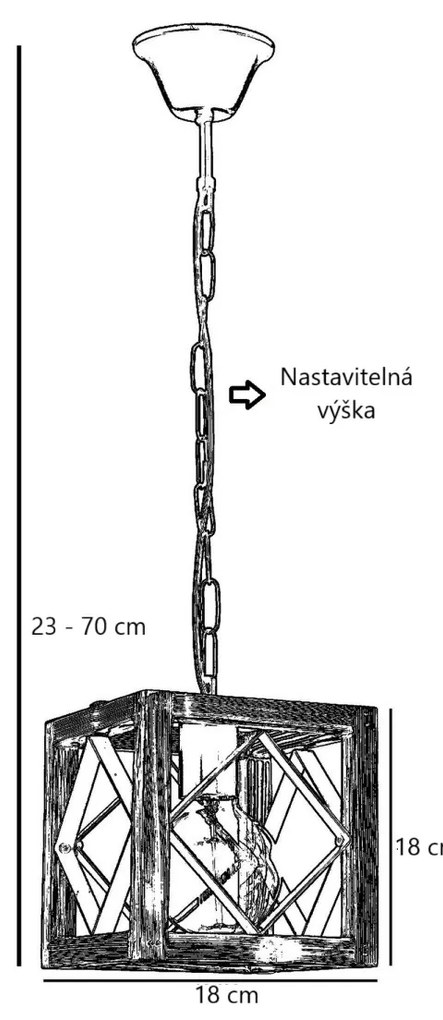 Stropní svítidlo ZIKZAK II habrové dřevo ořech/černé