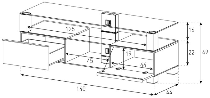 TV stolek SONOROUS MD 9140 (černý)+ CHYTRÉ HODINKY