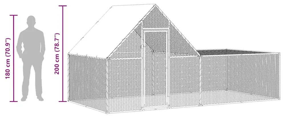 vidaXL Marketos Klec pro kuřata 4 x 2 x 2 m pozinkovaná ocel
