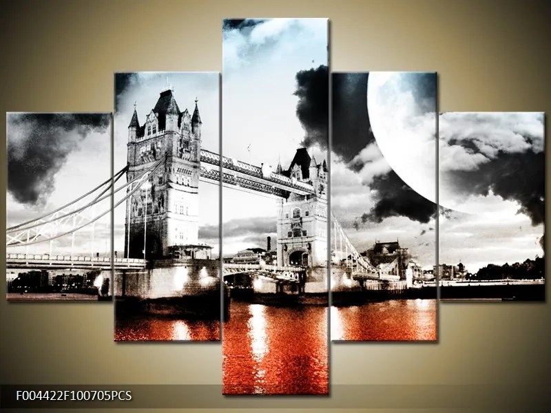 Tower Bridge za měsíčního svitu černobíle 100x70 cm