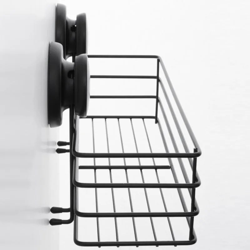 Erga Gavi, koupelnová polička, koupelnový koš na přísavce 32x10x8 cm, černá matná, ERG-YKA-CH.GAVI-KPL-BLK