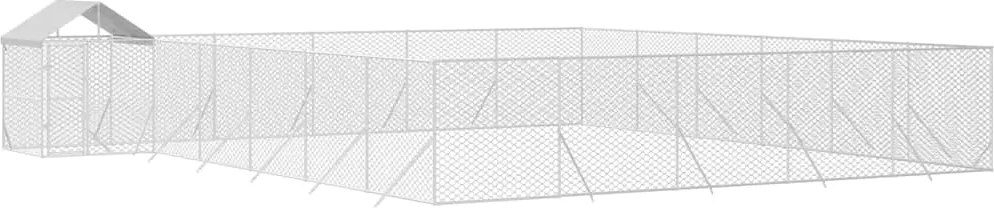 Venkovní psí kotec se střechou stříbrný 12 x 12 x 2,5 m ocel 3190474