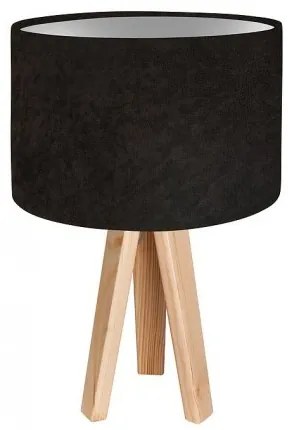 Timberlight Stolní lampa Luna černá + stříbrný vnitřek + dřevěné nohy