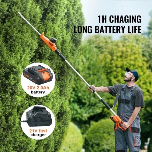 20 V akumulátorové nůžky na živý plot Teleskopické tyčové nůžky na 45,7 cm nůž