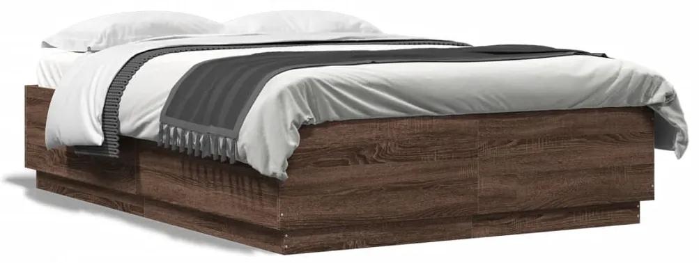 vidaXL Rám postele hnědý dub 140 x 200 cm kompozitní dřevo