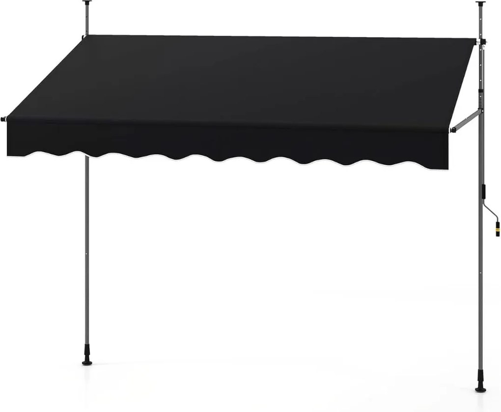 Costway 250 cm balkónová markýza bez vrtání s ruční klikou, výškově nastavitelná