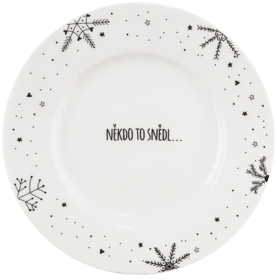 Bílý servírovací porcelánový talíř s vánočním motivem ø 20 cm – Dakls