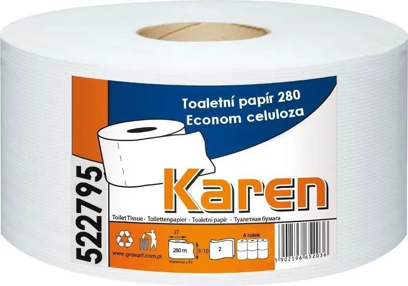 Qualitop Toaletní papír Jumbo Karen 280 Econom 6 kusů
