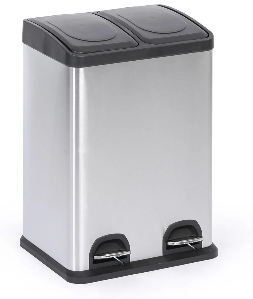 Koš na tříděný odpad, 2x 20 l, nerez, nášlapný