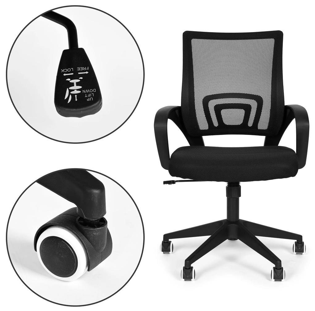 Otočné křeslo, konturovaná kancelářská židle, černá barva