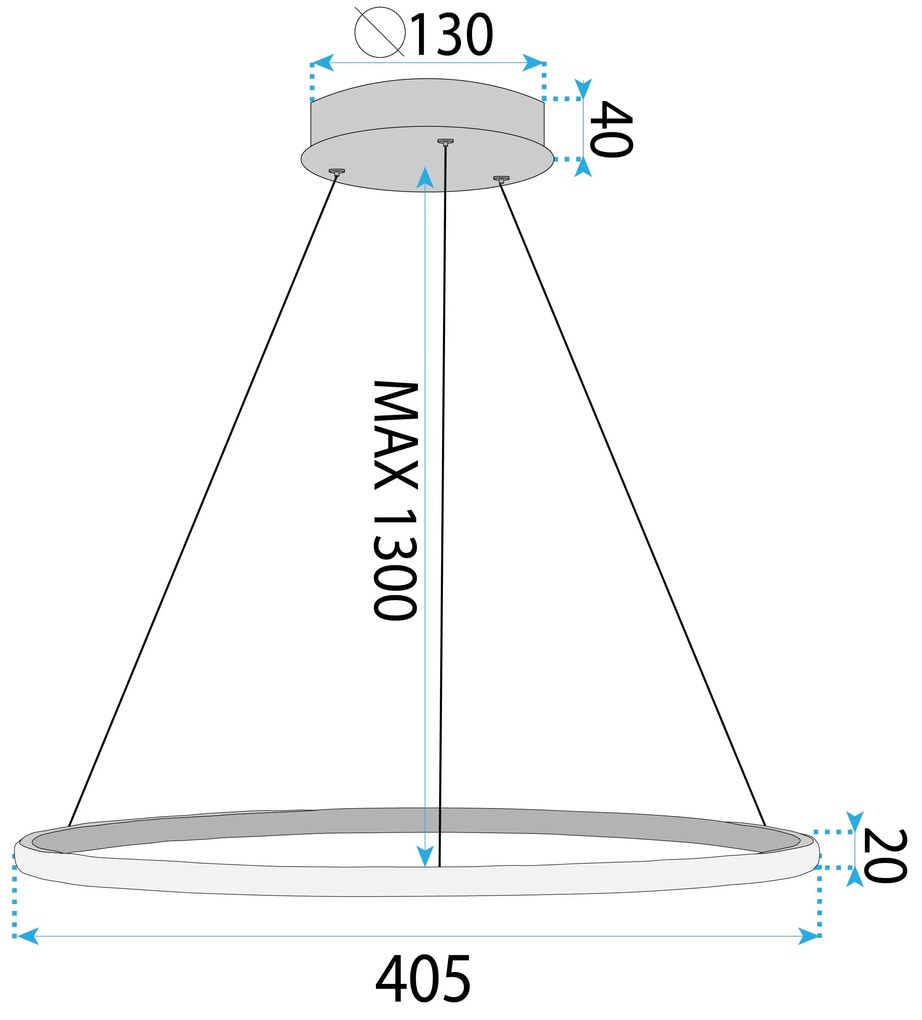 Toolight Toolight, LED závěsné svítidlo 40cm, 24W, 3000K, LHJ004-CP, zlatá matná, OSW-50002