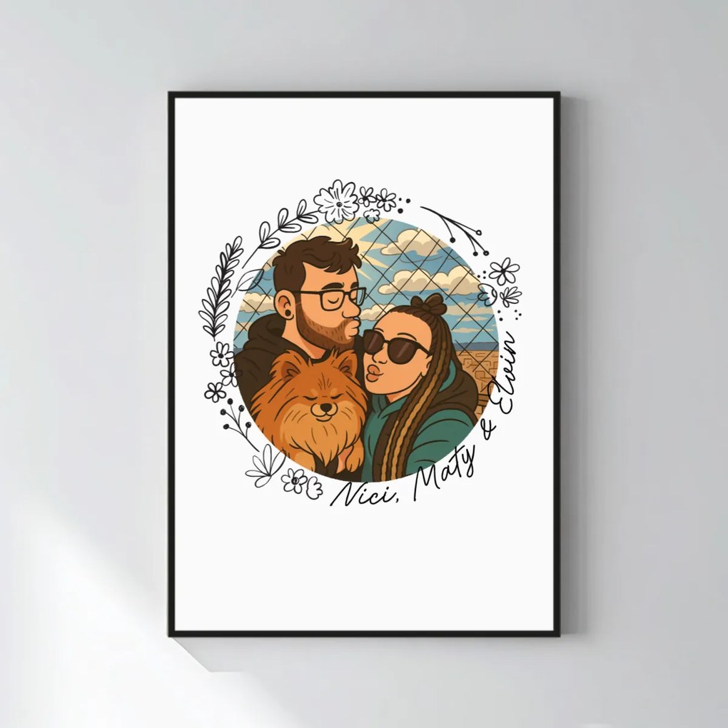 Personalizovaný magický fotoobraz v rámu - 50x70- květinové ohraničení