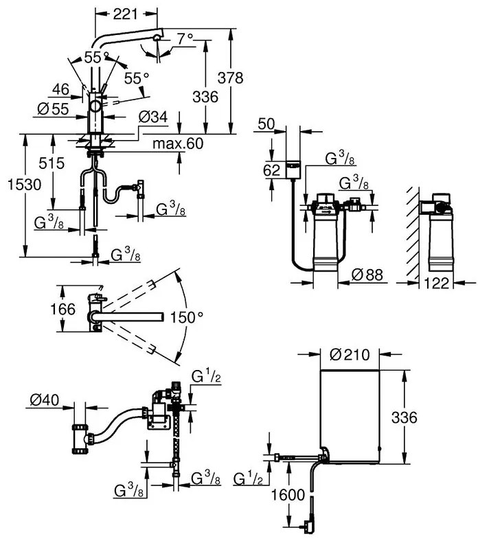 Výpusť s bojlerem stojánková GROHE RED DUO 30327001