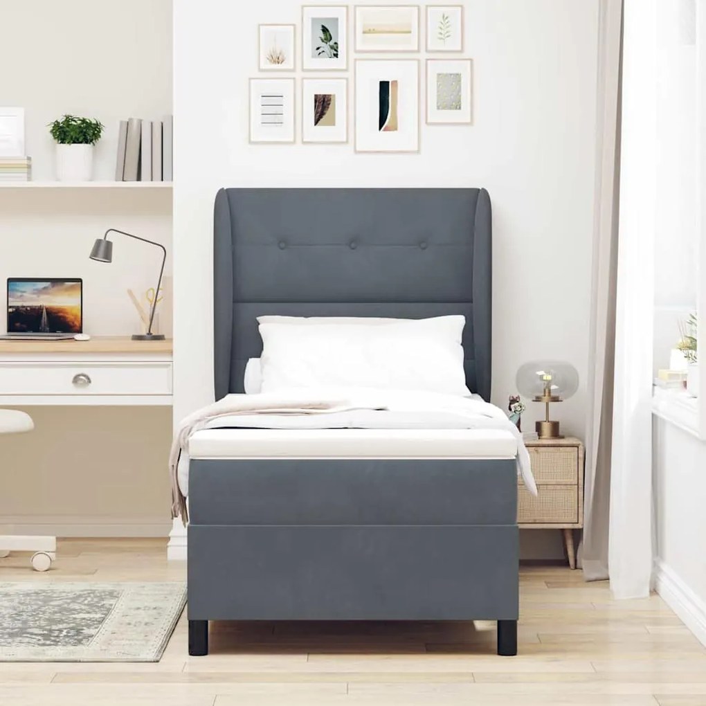 Postel s boxspringem s čelo Tmavě šedá 200 x 80 cm samet 3340899