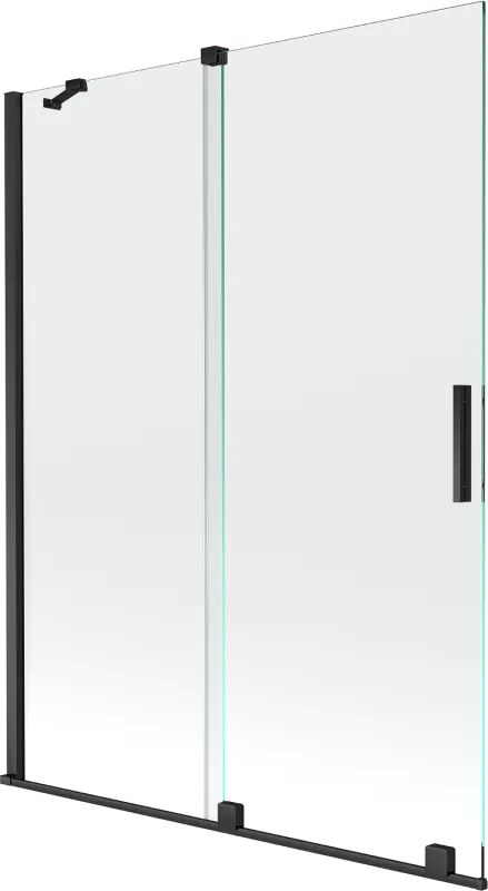 Mexen Velar, 2-křídlová posuvná vanová zástěna 130 x 150 cm, 8mm čiré sklo, černá matná, 896-130-000-01-70