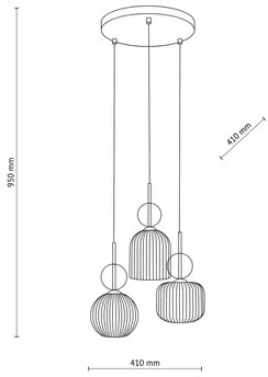 Závěsné svítidlo 3 stínidla s kulatou základnou SOPHIA COGNAC