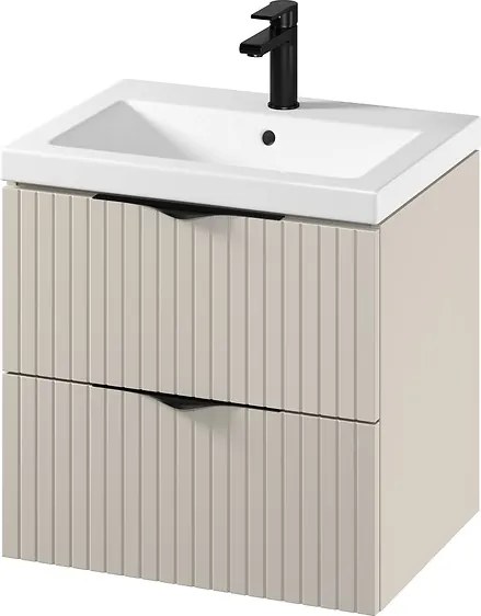 Cersanit Tirso, závěsná umyvadlová skříňka 594x447x572 mm + keramické umyvadlo, béžová matná, S801-541