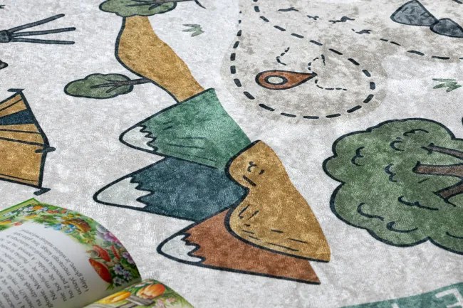 Dětský koberec protiskluzový BAMBINO 61420 krémový / zelený