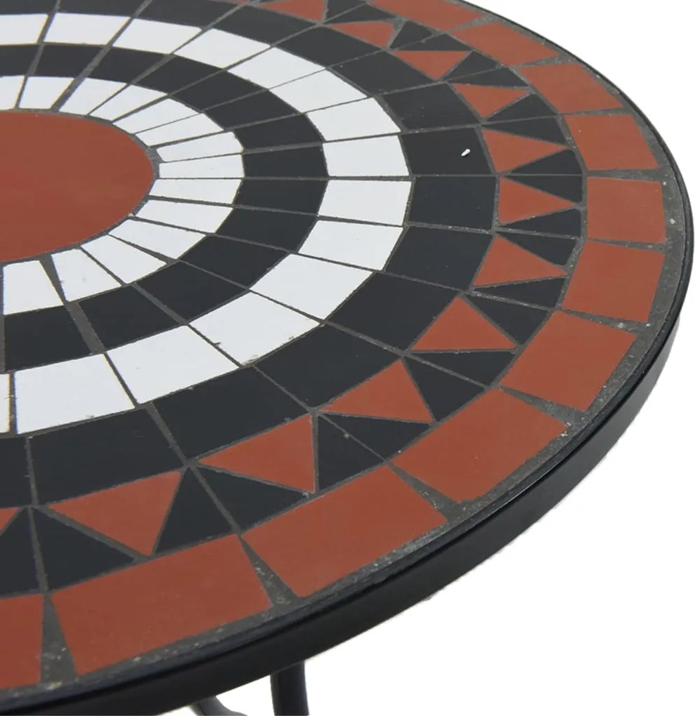 Mozaikový bistro set terakotový a bílý železo a keramika 3216355