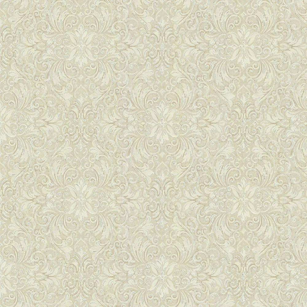 Luxusní béžová  tapeta se stříbrným květinovým ornamentem 73006, Ambrosia, Emiliana Parati