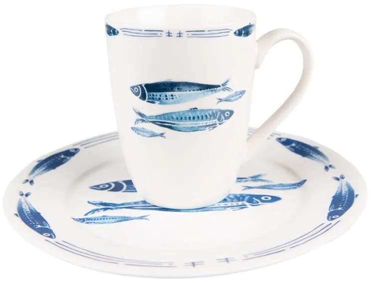 Porcelánový hrnek s rybkami Fish Blue – 330 ml