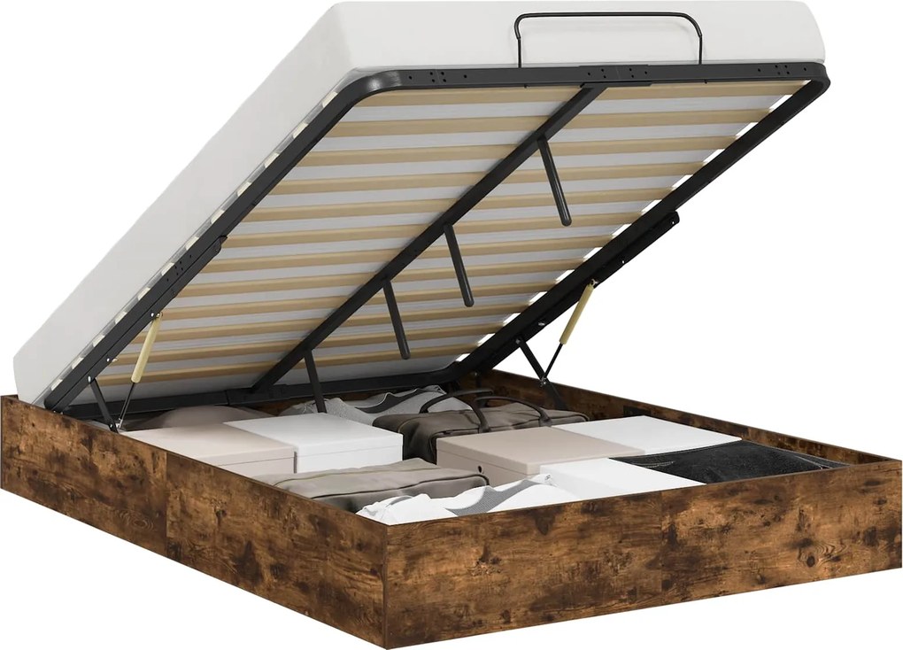 Ottoman postel Uzený Dub 203 x 150 x 25 cm Dřevěný materiál 3409225