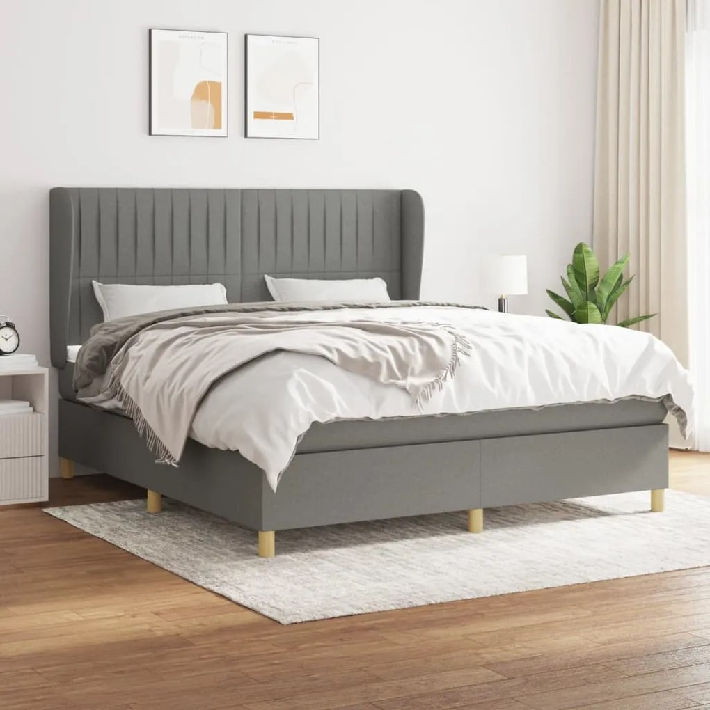 Box spring postel s matrací tmavě šedá 180x200 cm textil,  3128702