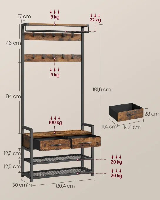 Věšákový stojan s botníkem HSR429B01