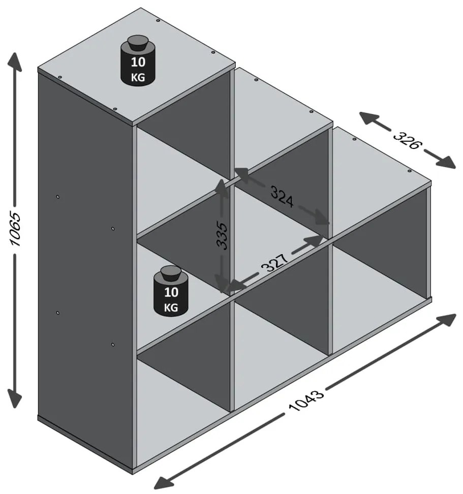 FMD Dělící stěna se 6 přihrádkami betonově šedá, FMD 428749
